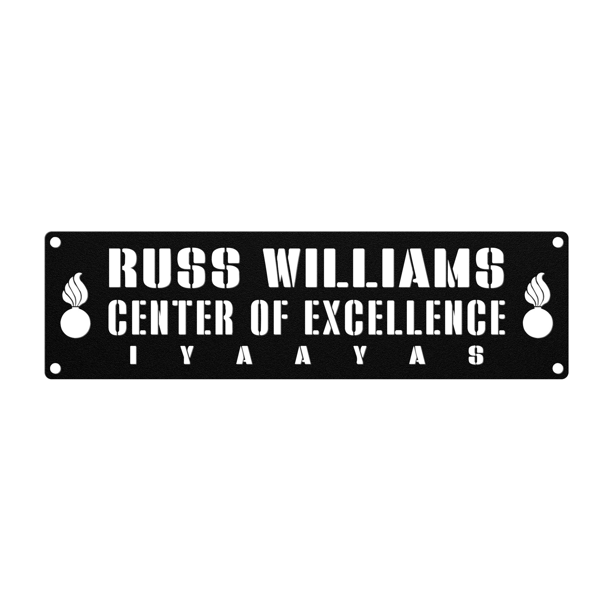 Russ Williams Center of Excellence Die Cut Hanging Metal Wall Sign ...