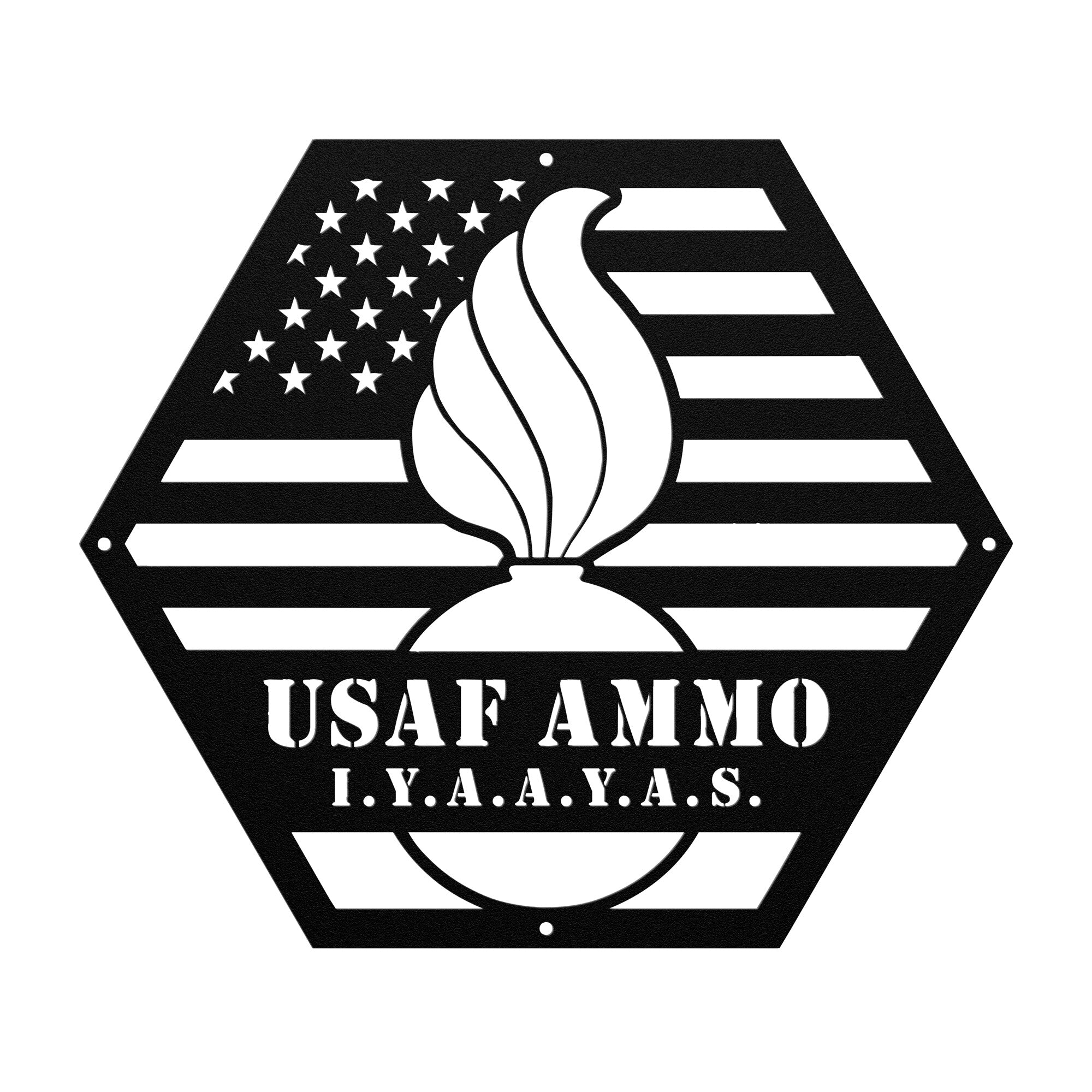 AMMO Pisspot American Flag 6 Sided Die Cut Hanging Metal Wall Sign ...